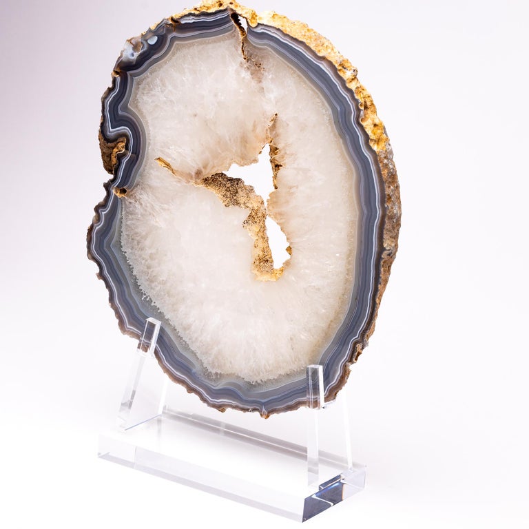 Organic Brazilian Shape Agate Slab on a Custom Acrylic Stand at 1stDibs