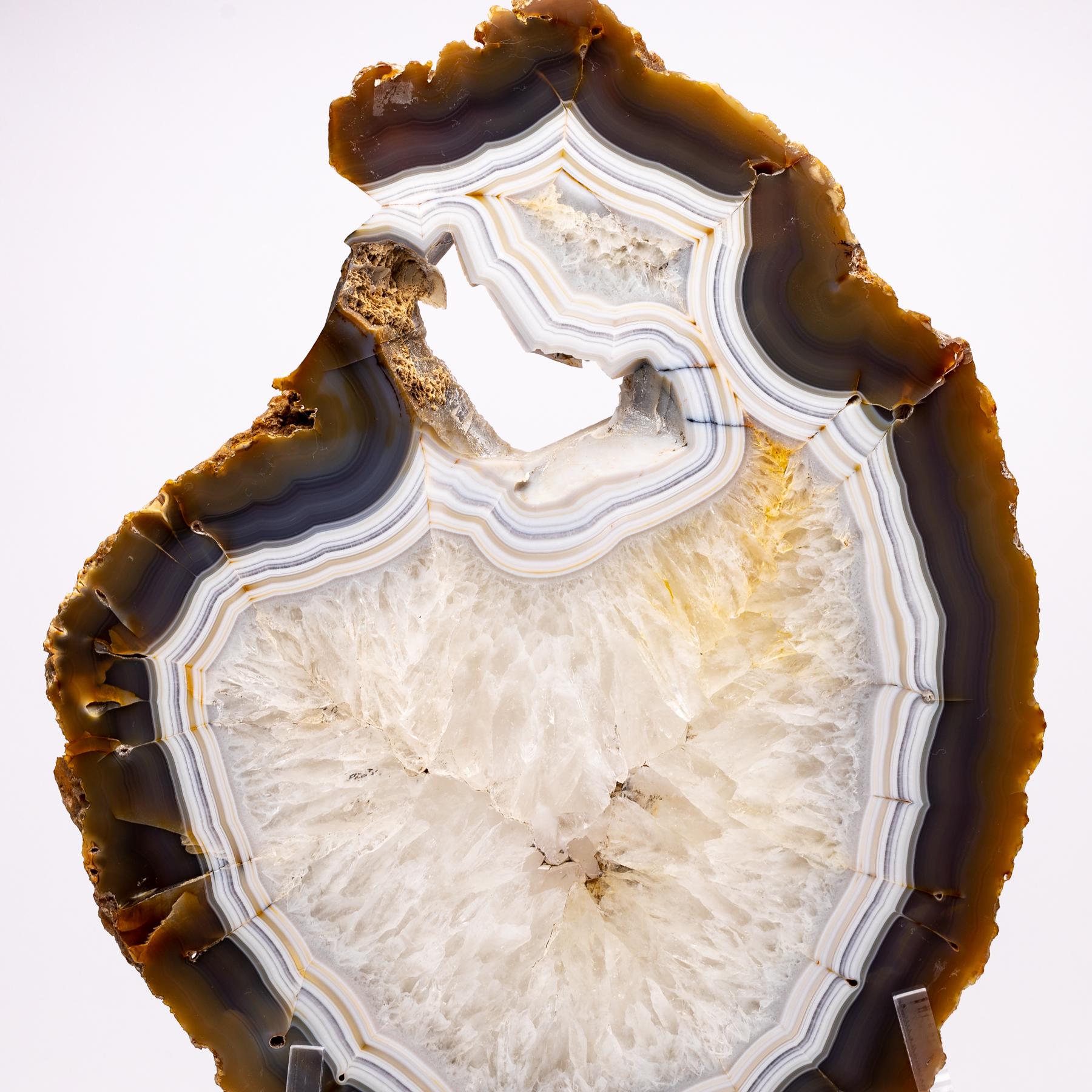 Organic Brazilian Shape Agate Slab on a Custom Acrylic Stand at 1stDibs