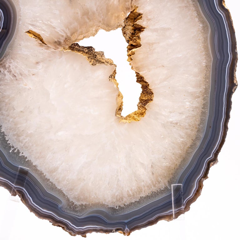Organic Brazilian Shape Agate Slab on a Custom Acrylic Stand at 1stDibs