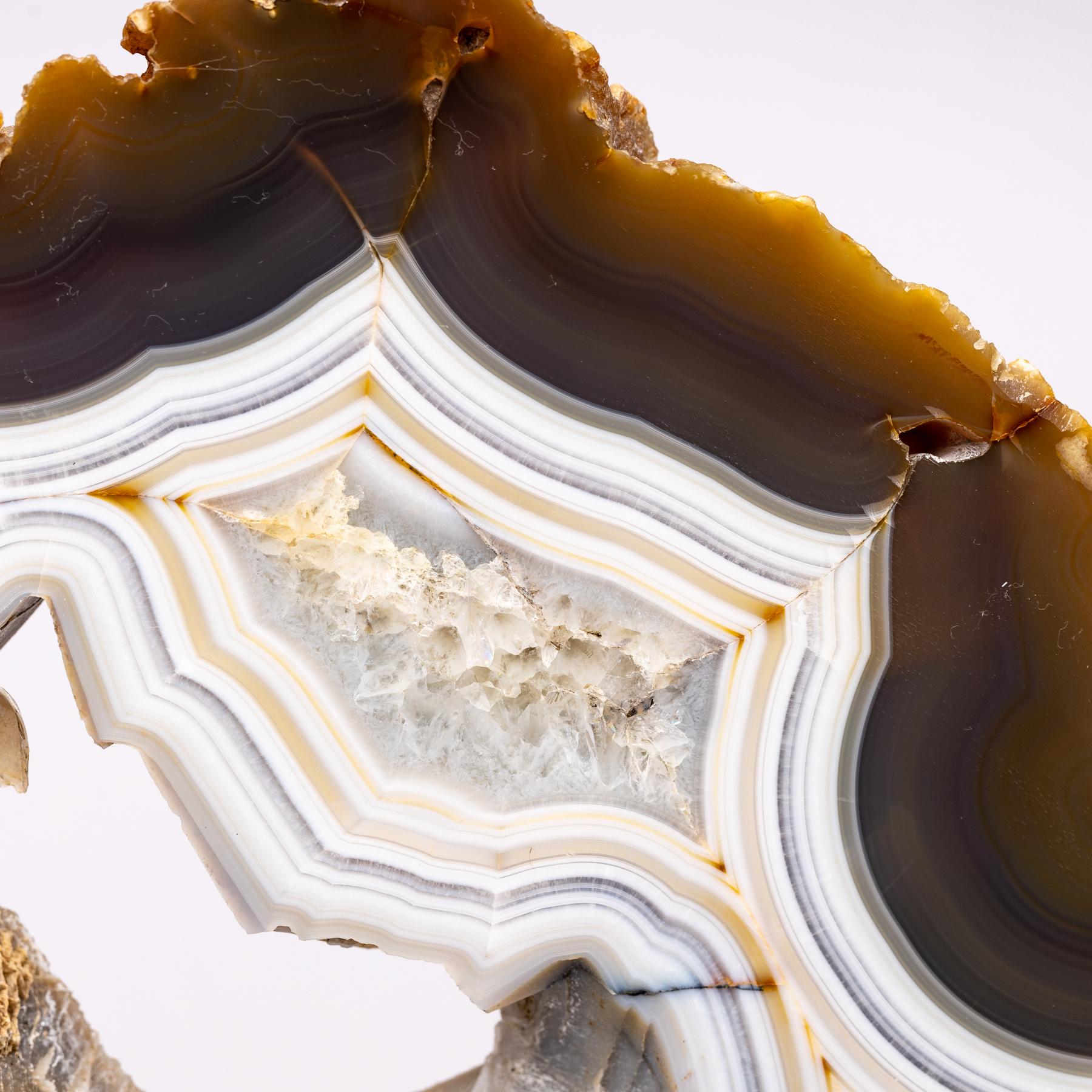 Organic Brazilian Shape Agate Slab on a Custom Acrylic Stand at 1stDibs