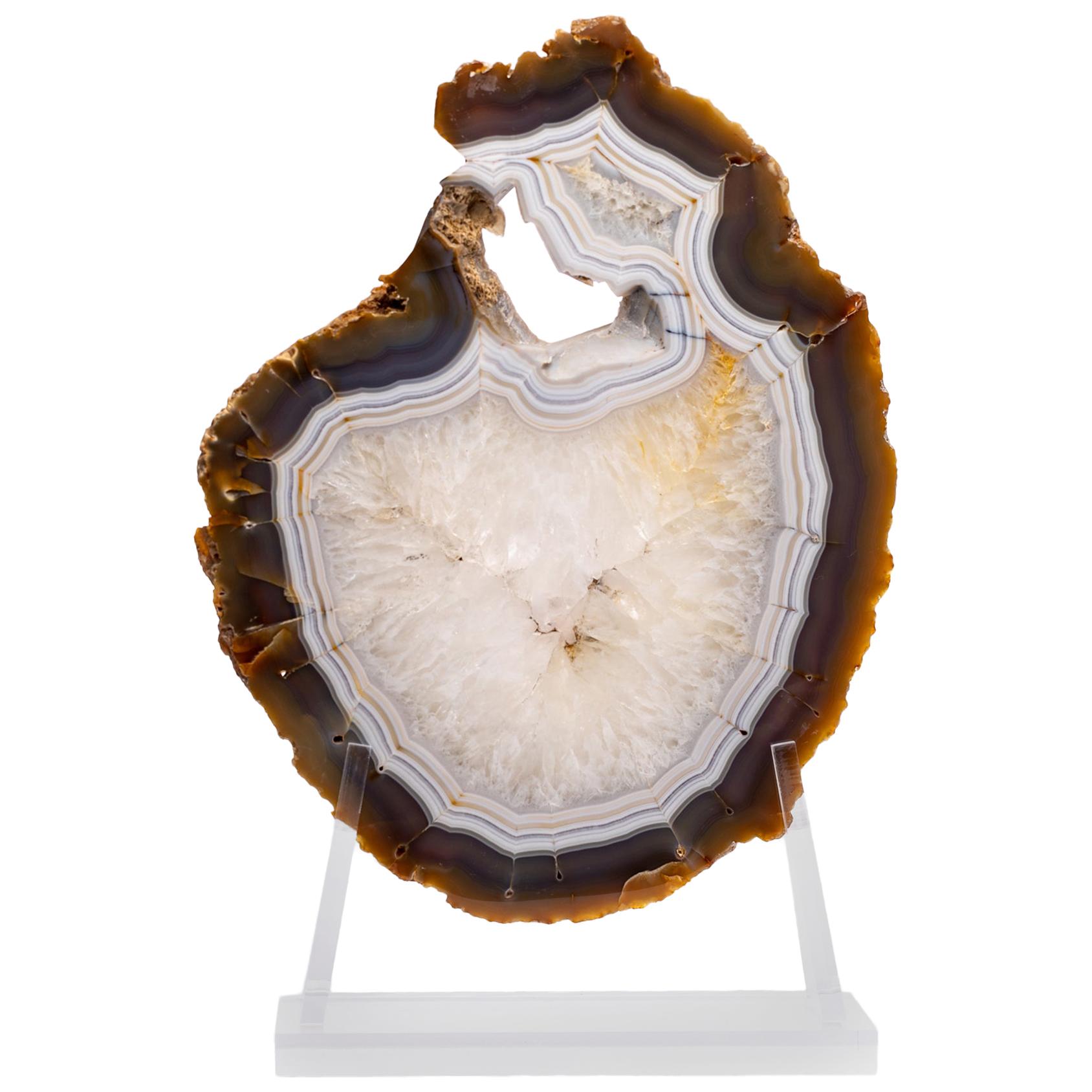 Organic Brazilian Shape Agate Slab on a Custom Acrylic Stand at 1stDibs