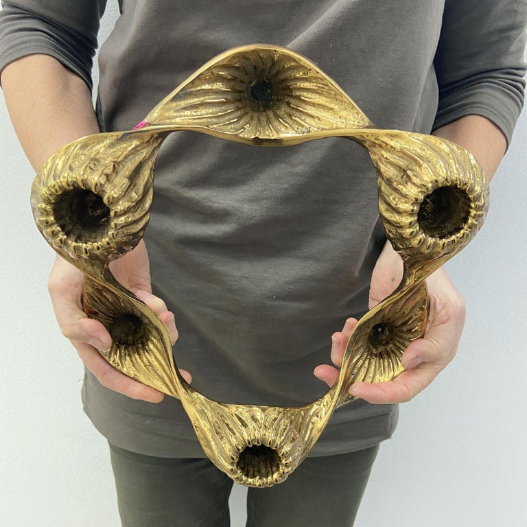 Large Organic Bronze Candelabra for Six Candles For Sale at 1stDibs