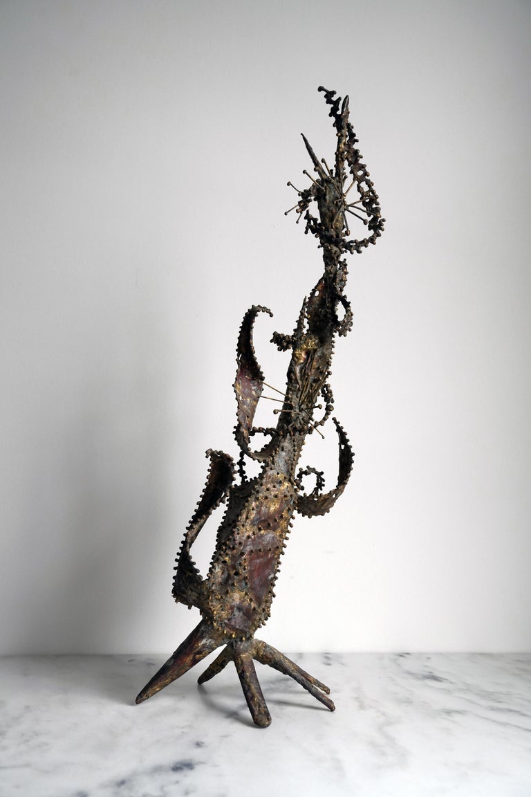 Organic Brutalist Brass and Copper Sculpture For Sale at 1stDibs