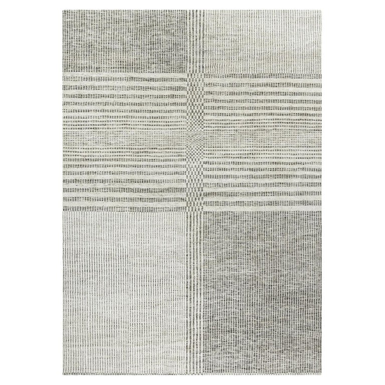 Organic Checker Contemporary Gray Area Rug 9' x 11'10 For Sale at 1stDibs