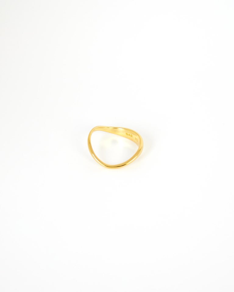 Organic Curved Ring, 18 Carat Gold Plated Recycled Silver (Medium) For ...