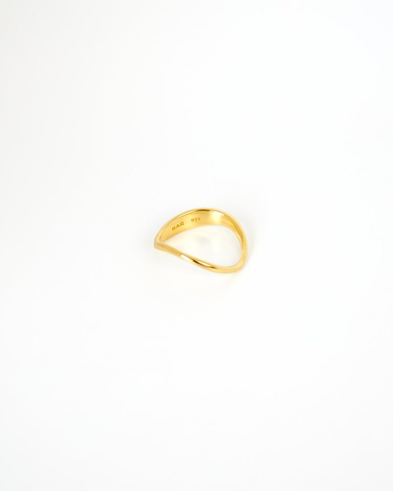 Organic Curved Ring, 18 Carat Gold Plated Recycled Silver (Medium) For ...