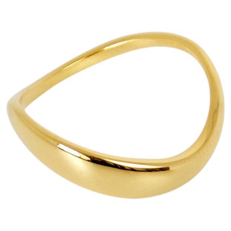 Organic Curved Ring, 18 Carat Gold Plated Recycled Silver (Medium) For ...