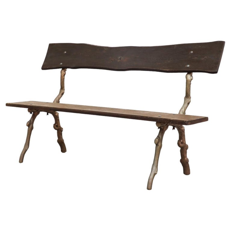 Organic French Wood Bench at 1stDibs