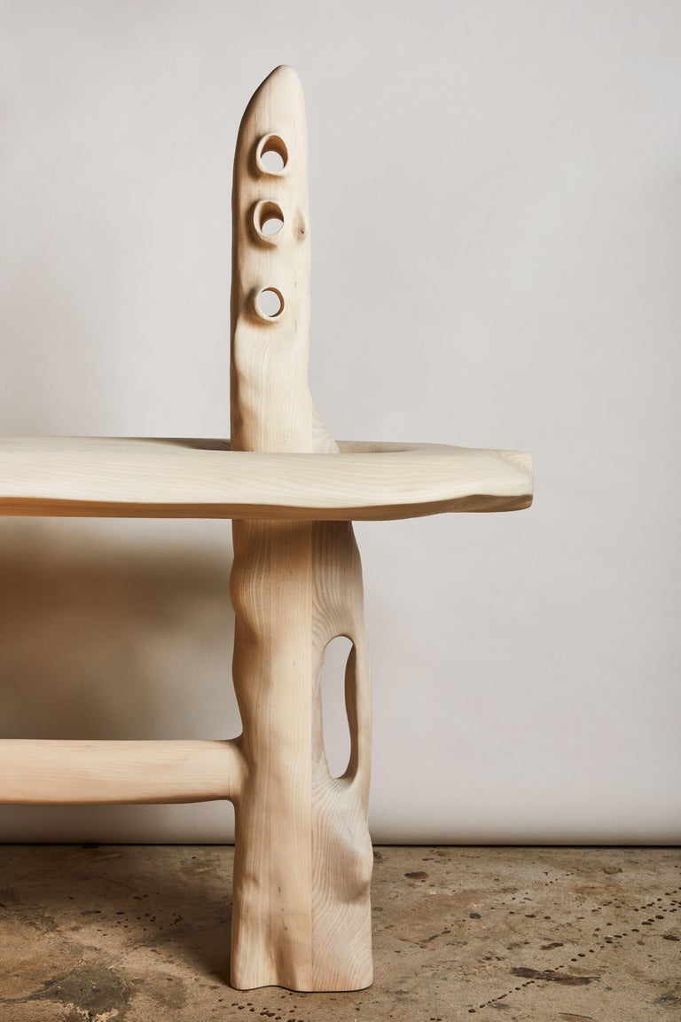 Organic Hand Carved and White Washed Ash Console Table by Casey ...