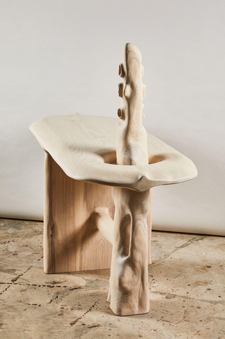 Organic Hand Carved and White Washed Ash Console Table by Casey ...