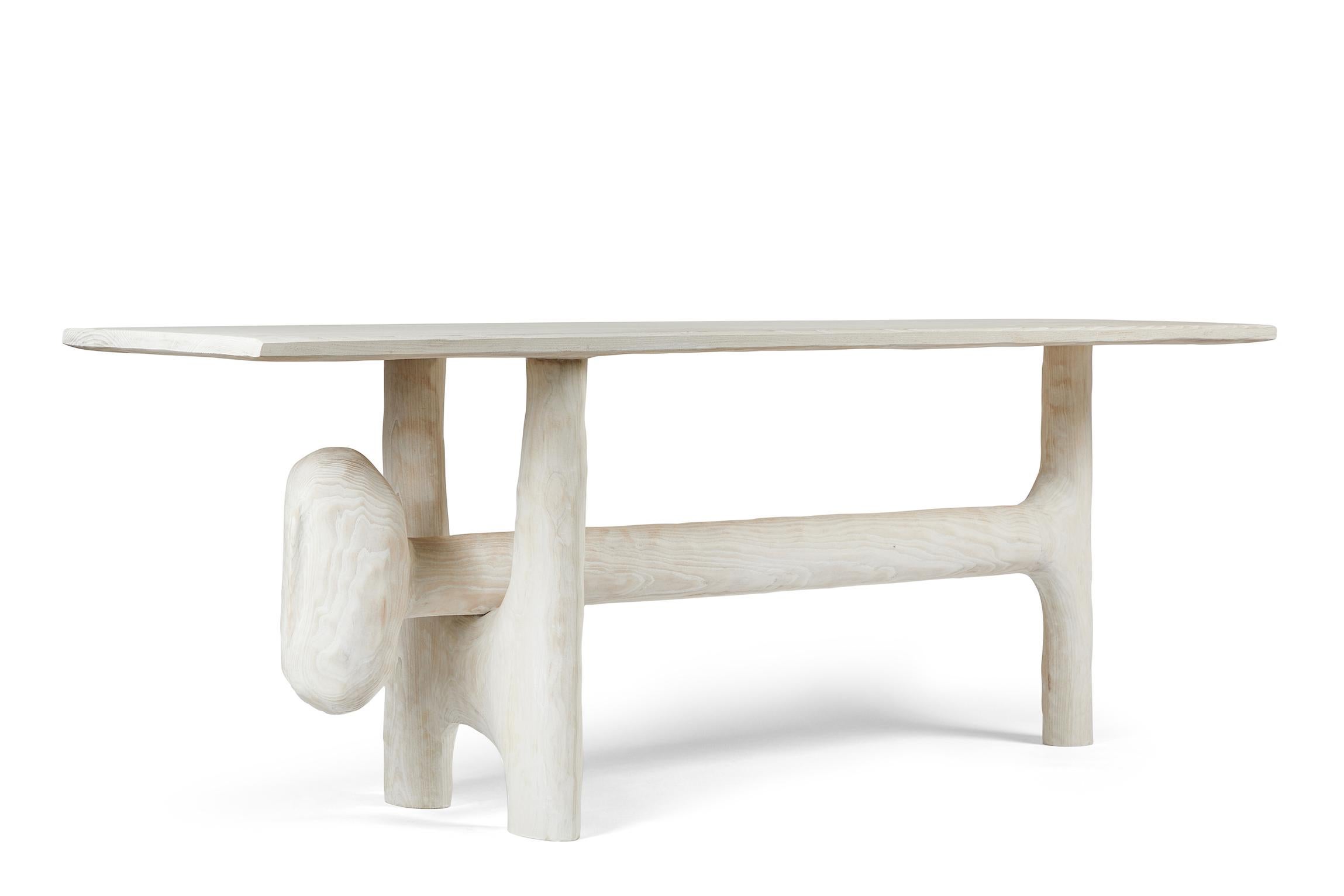 Organic Hand Carved White Washed Ash Entry Table by Casey McCafferty ...