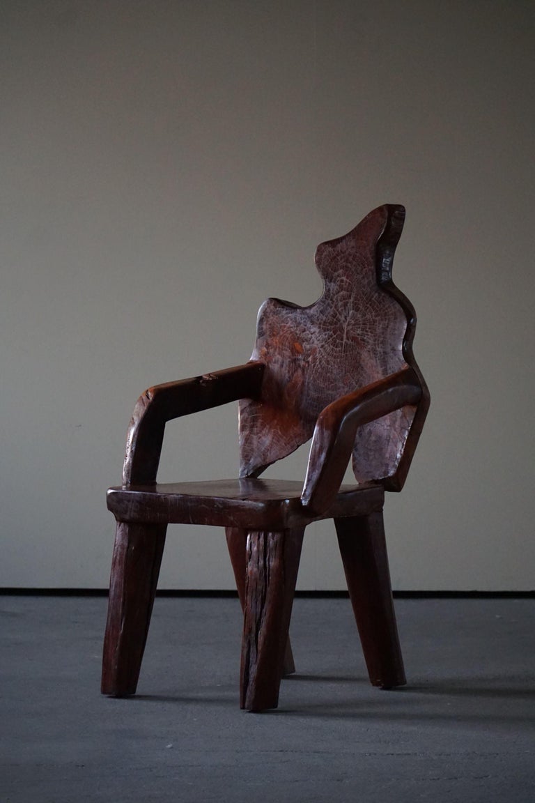 Chaise Sabi organique fabriquée à la main en bois massif, de style ...