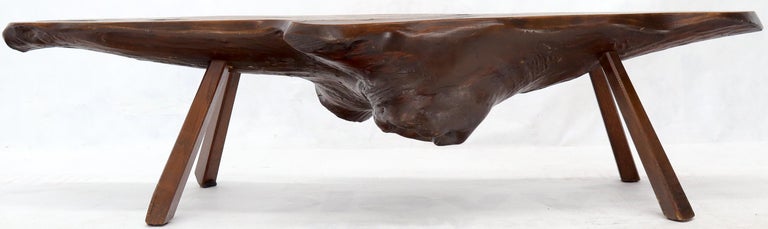 Organic Heavy Solid Walnut Varnished Slab Top Coffee Table on Tapered ...