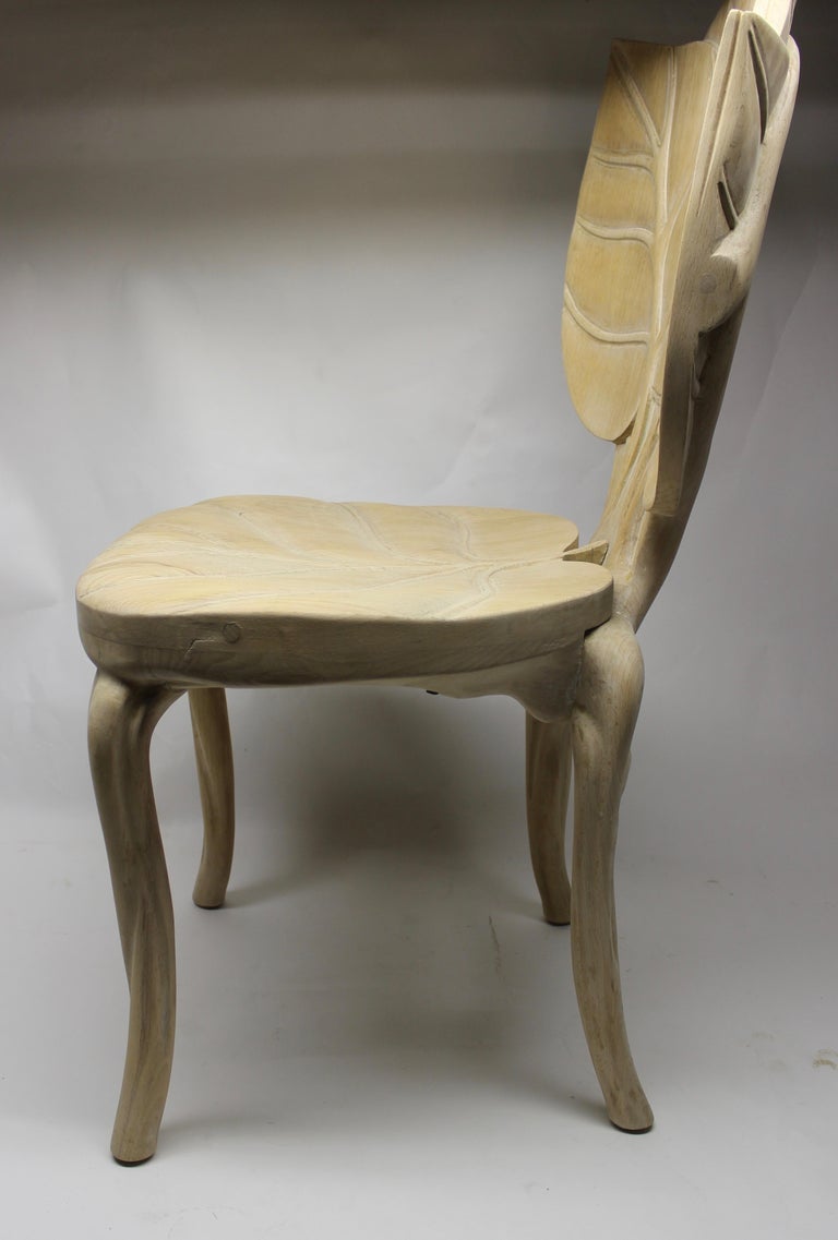 Organic Leaf Shape Wood Chair by Bartolozzi and Maioli at 1stDibs