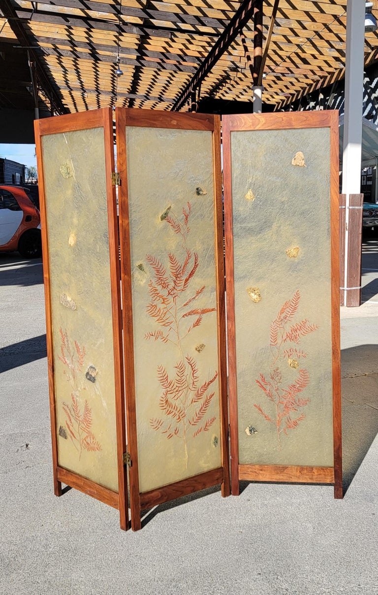 Organic Mid-Century Modern Folding Screen For Sale at 1stDibs