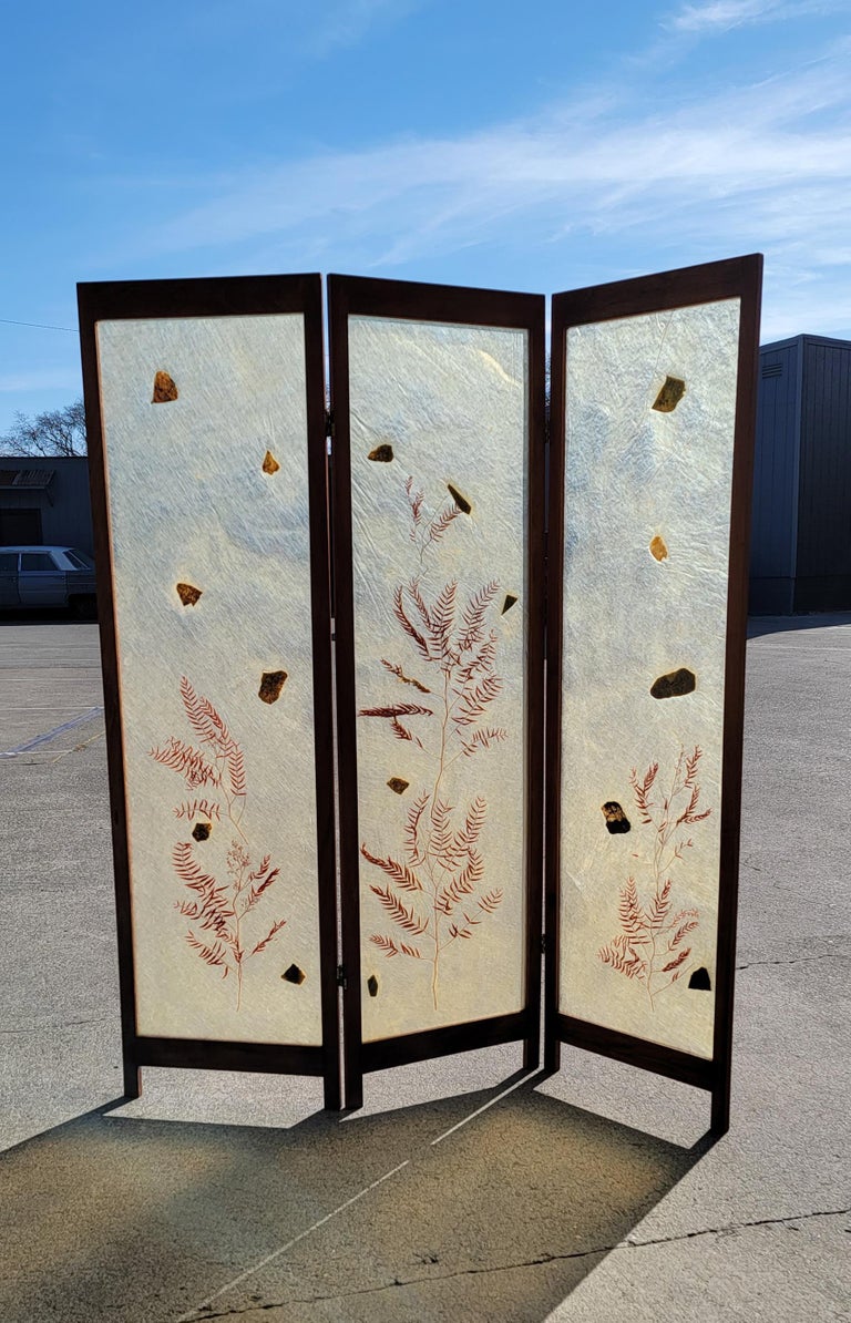 Organic Mid-Century Modern Folding Screen For Sale at 1stDibs
