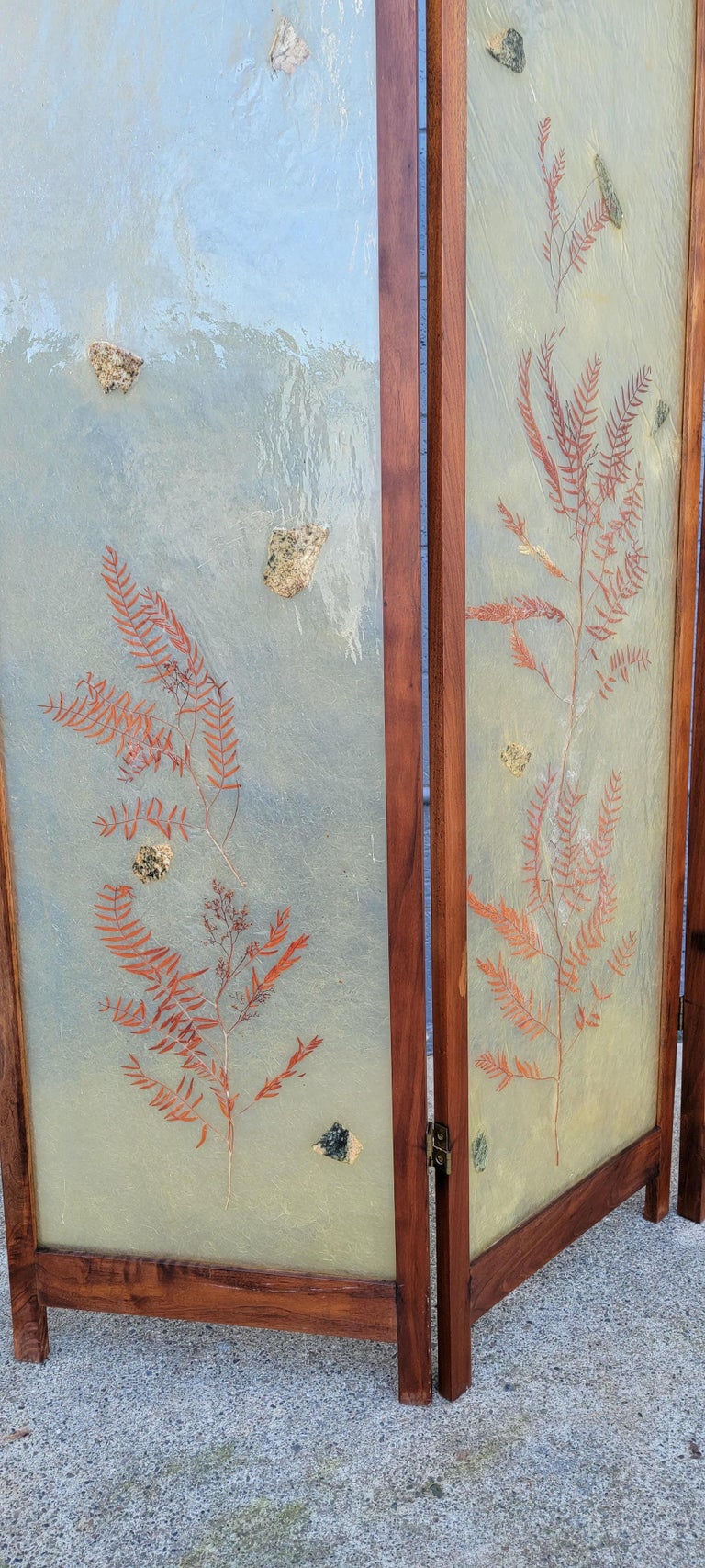 Organic Mid-Century Modern Folding Screen For Sale at 1stDibs