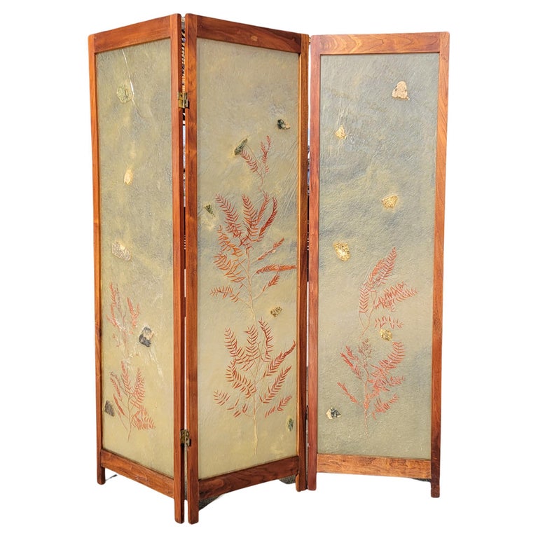 Organic Mid-Century Modern Folding Screen For Sale at 1stDibs