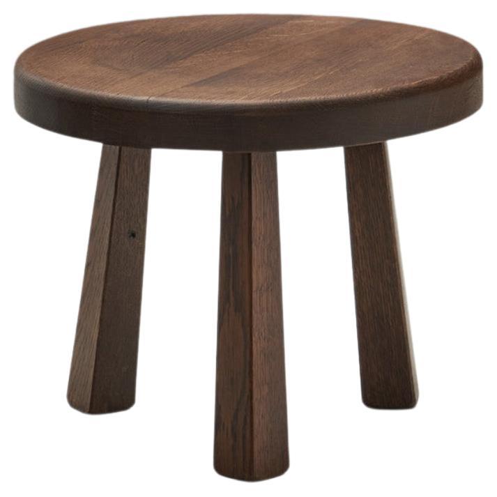 French Campagne Style Wood and Rope Tripod Stool, 1950s at 1stDibs