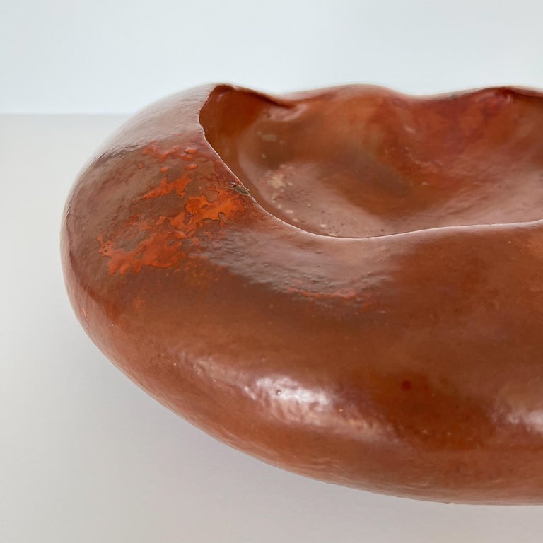 Organic Modern Biomorphic Terracotta Glazed Pottery Centerpiece Bowl ...