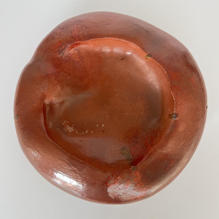 Organic Modern Biomorphic Terracotta Glazed Pottery Centerpiece Bowl ...