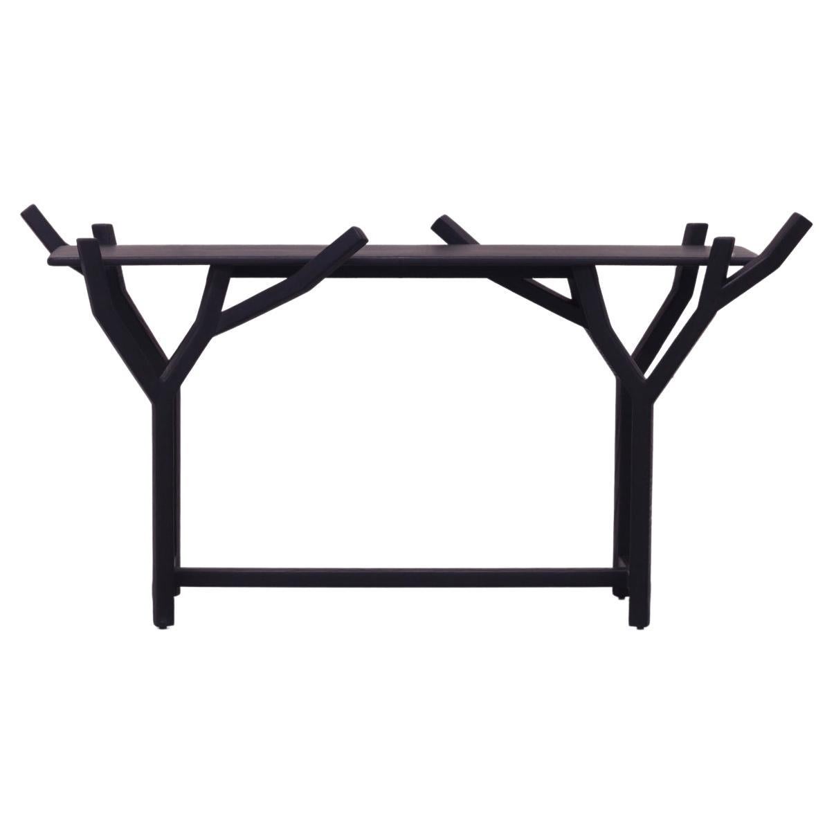 Organic Modern Black Solid Wood Oak Tree Console Table, Minimal ...