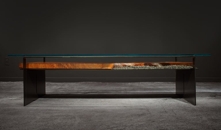 Organic Modern Cocktail Table with Black Walnut and Infinity Edge ...