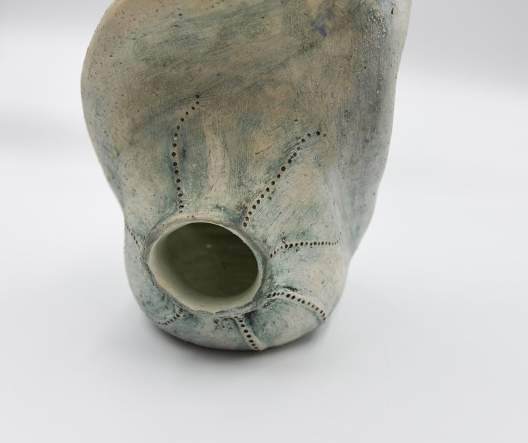 Organic Modern Decorative Abstract Sculpture Ceramic Clay Light Blue ...