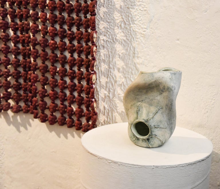 Organic Modern Decorative Abstract Sculpture Ceramic Clay Light Blue ...