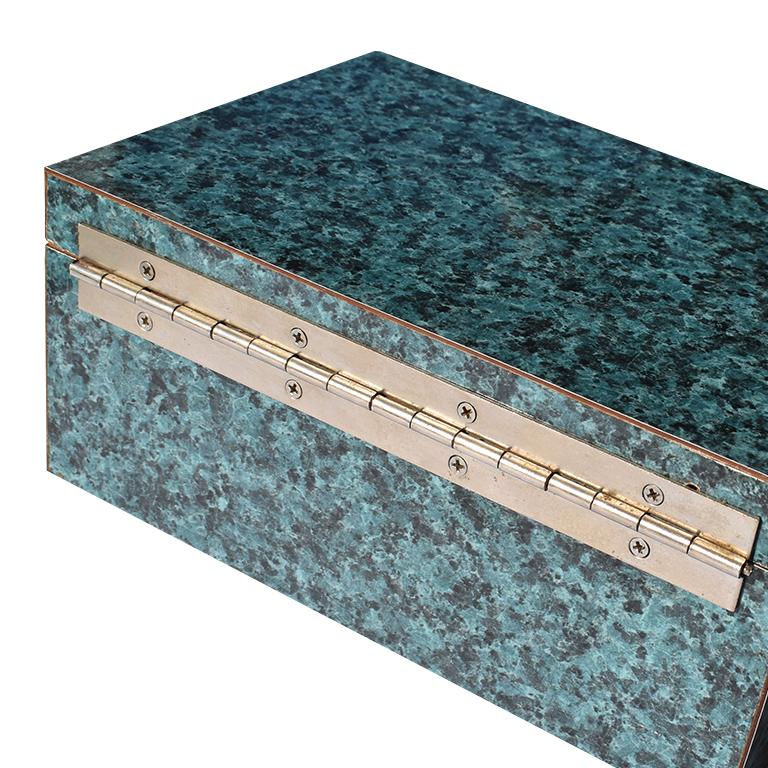 Organic Modern Decorative Rectangular Green Malachite Stone Look Wood ...