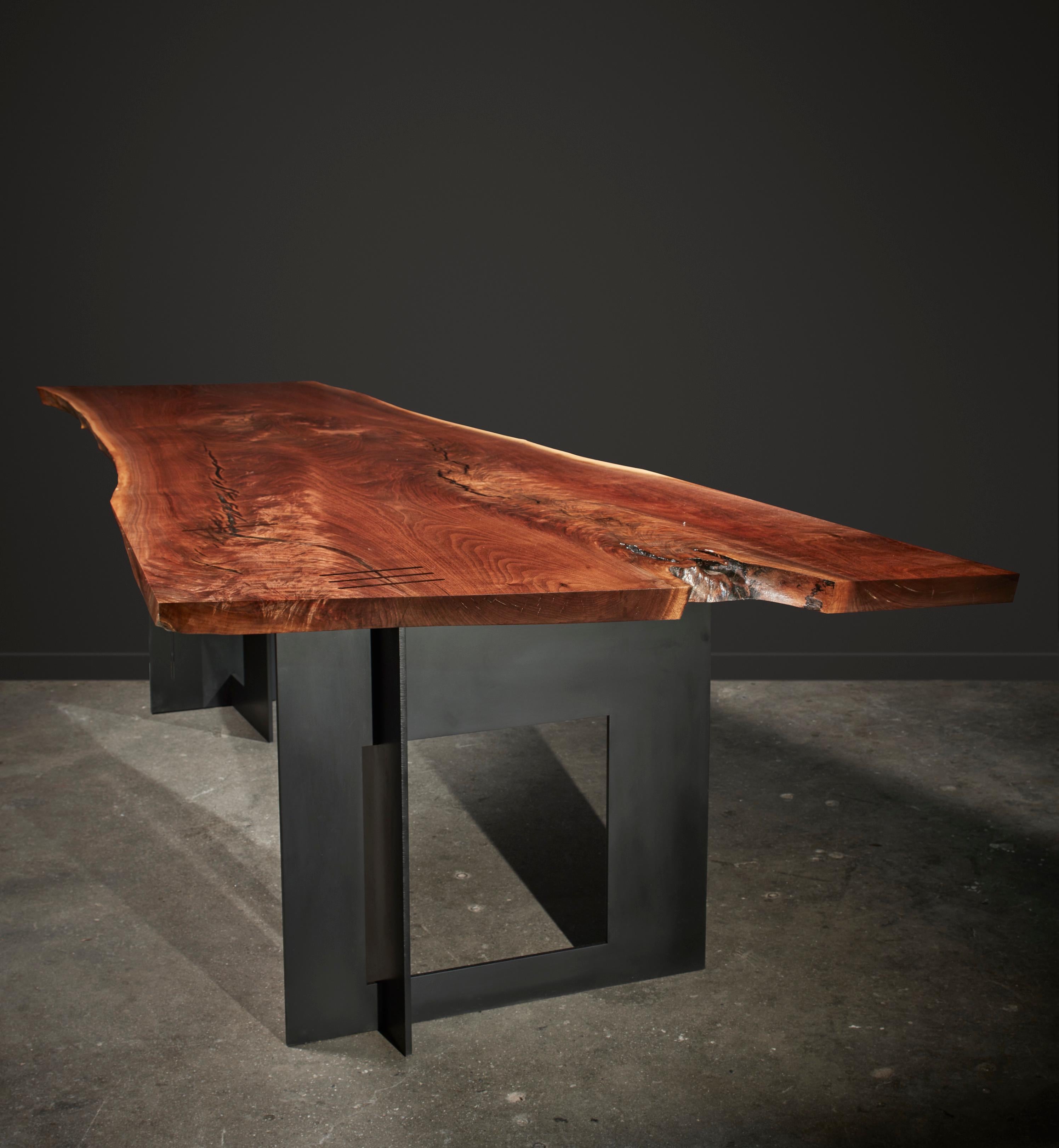 Organic Modern Dining Table with Figured Black Walnut and Geometric ...