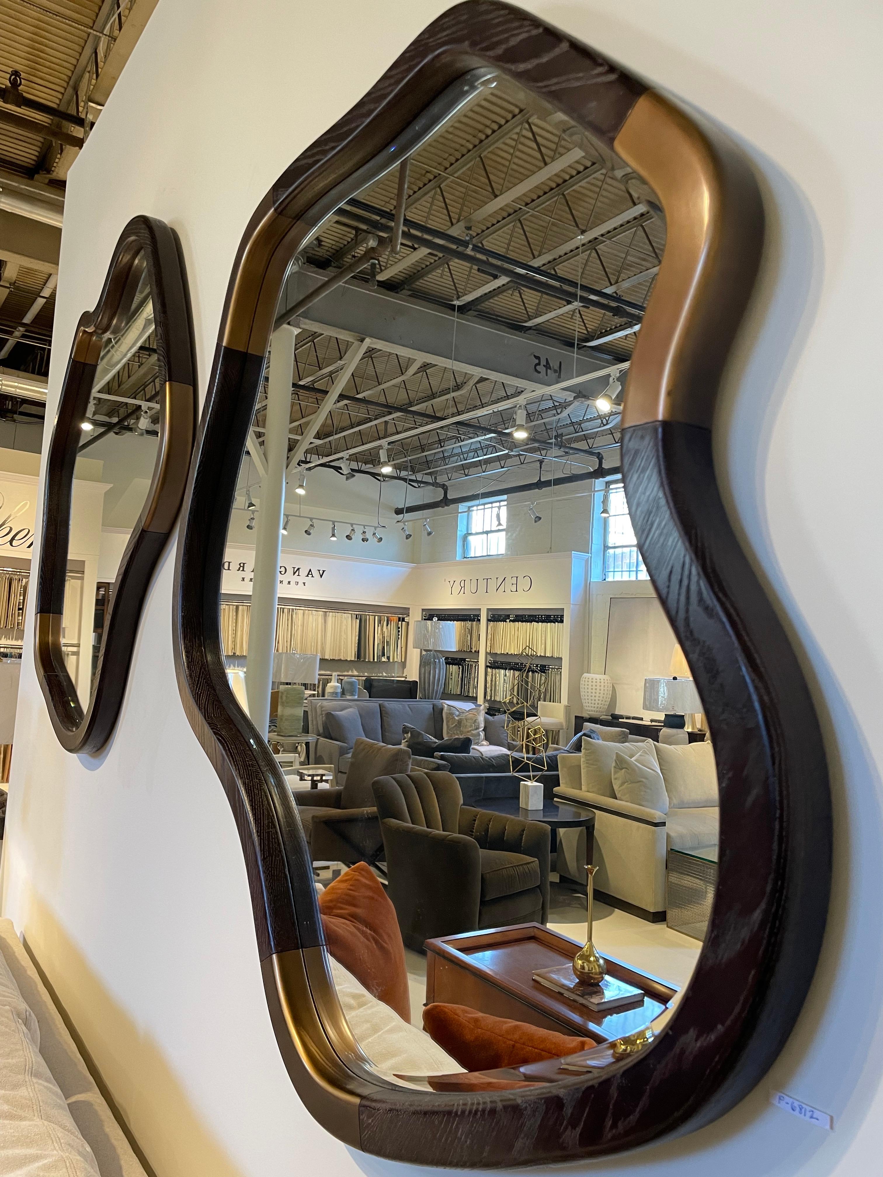 Organic Modern Free Form Mirrors with Burnished Brass Accents at 1stDibs
