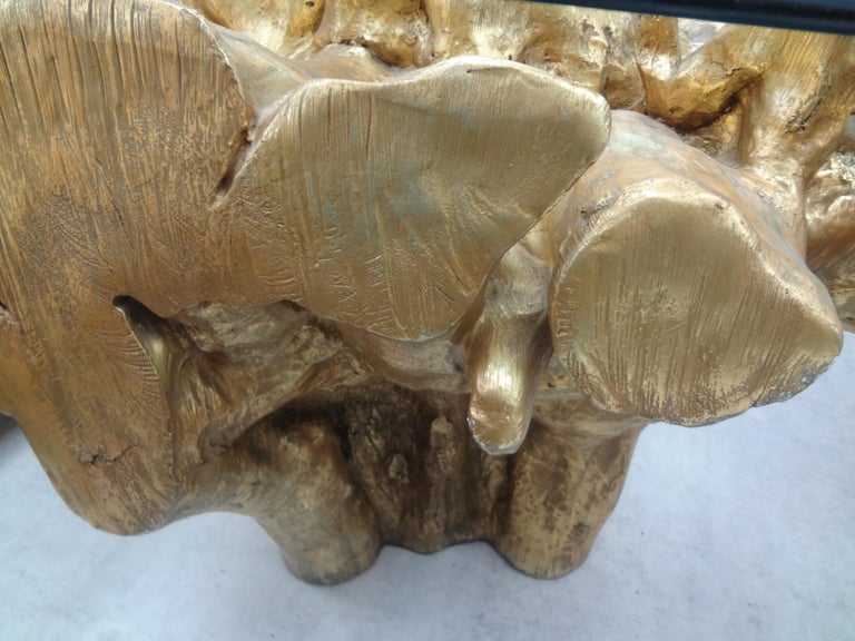 Organic Modern Gilt Faux Bois Tree Stump Table Base For Sale at 1stDibs
