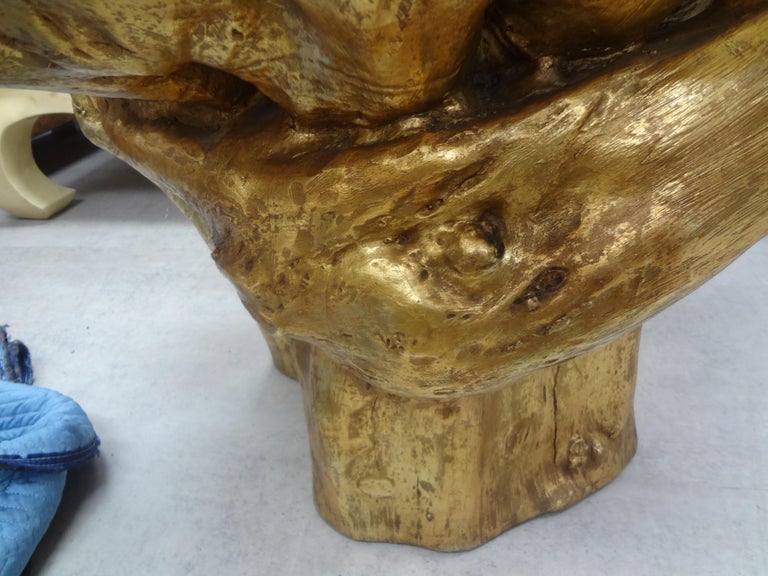 Organic Modern Gilt Faux Bois Tree Stump Table Base For Sale at 1stDibs