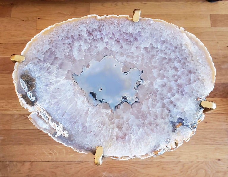 Organic Modern Grey White Black Geode Drink Table with Gold Gilt Base ...