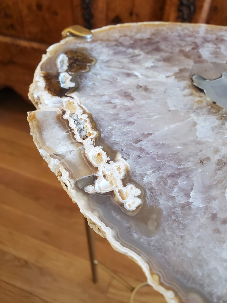 Organic Modern Grey White Black Geode Drink Table with Gold Gilt Base ...