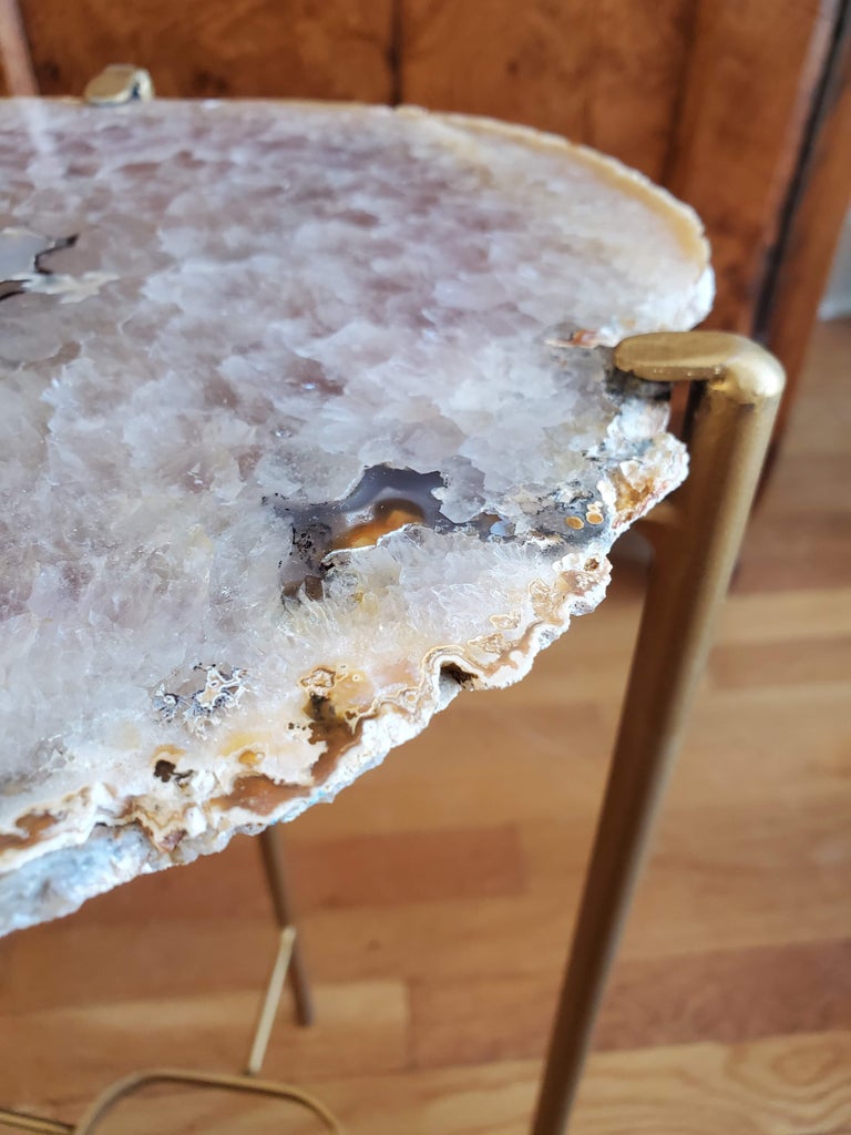 Organic Modern Grey White Black Geode Drink Table with Gold Gilt Base ...