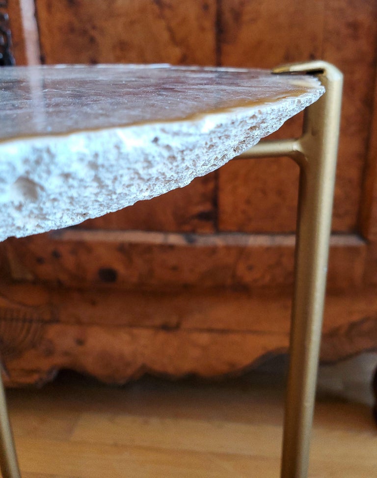 Organic Modern Grey White Black Geode Drink Table with Gold Gilt Base ...