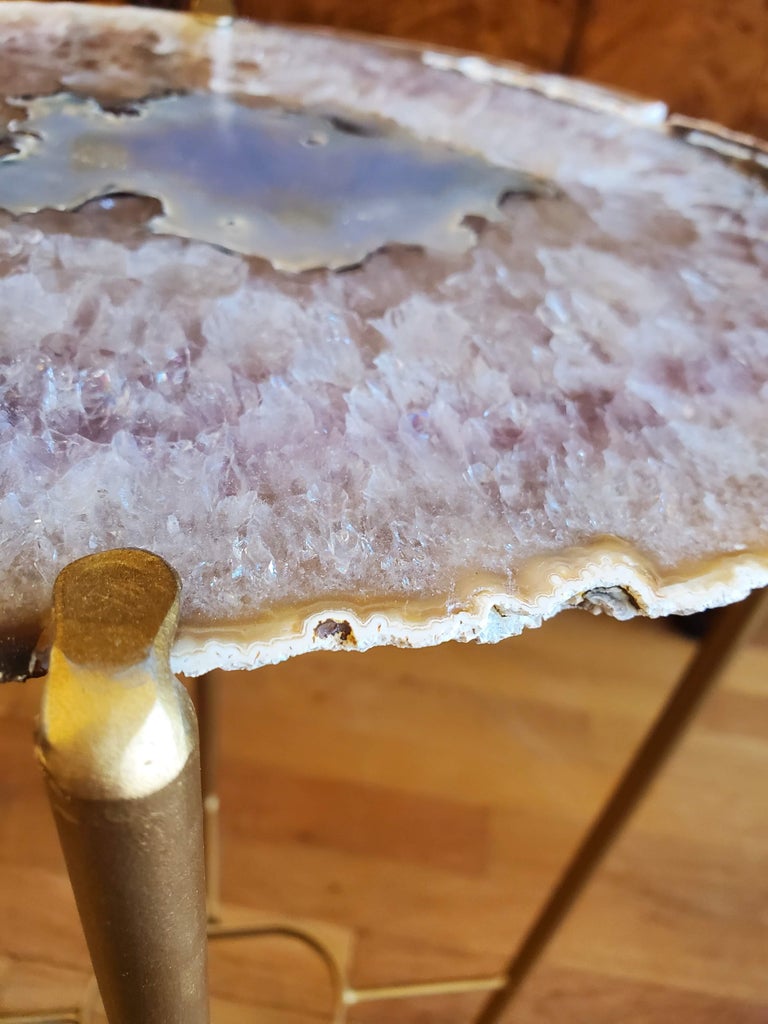 Organic Modern Grey White Black Geode Drink Table with Gold Gilt Base ...