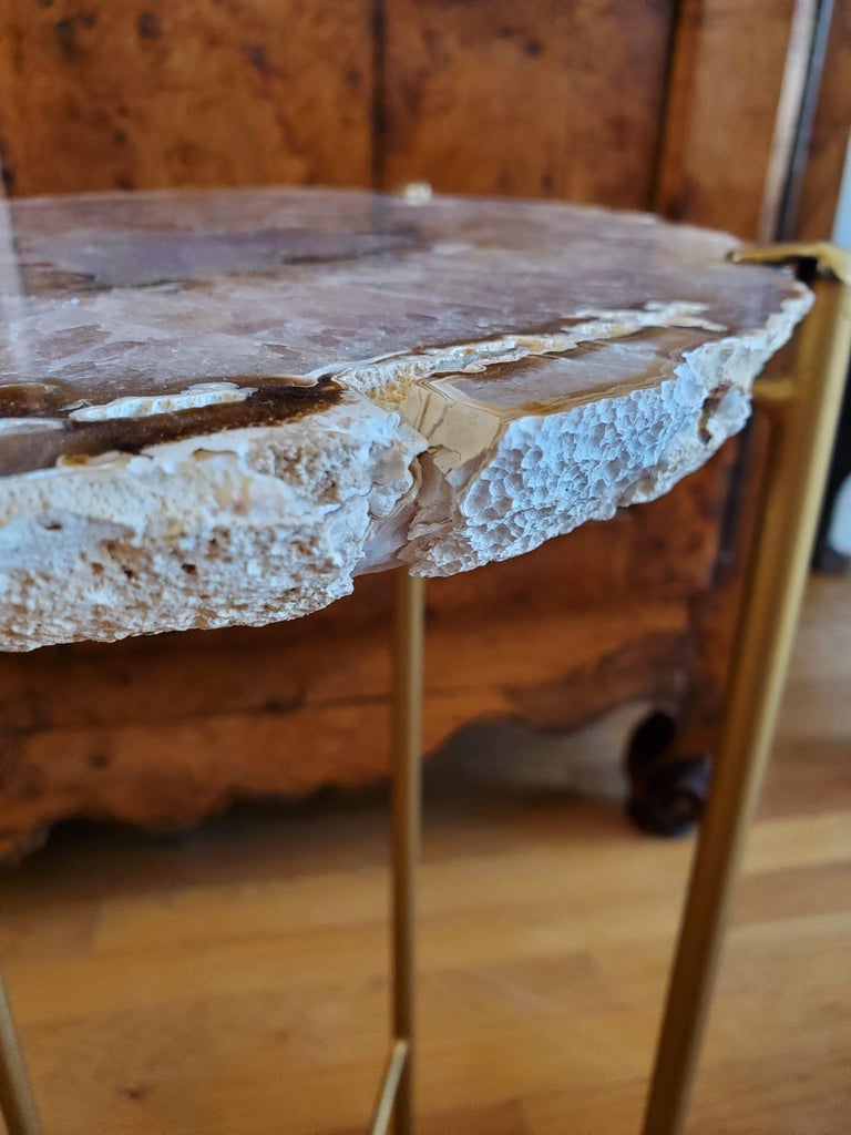 Organic Modern Grey White Black Geode Drink Table with Gold Gilt Base ...