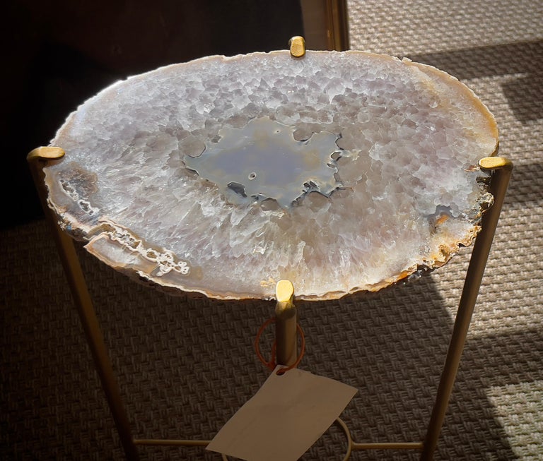 Organic Modern Grey White Black Geode Drink Table with Gold Gilt Base ...