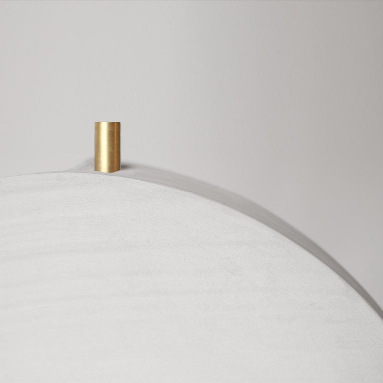 Handmade geometric sand ceramic and brass table lamp, minimalist styled ...