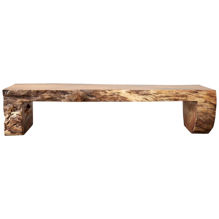 Organic Modern Live Edge Teak Hardwood Log Bench at 1stDibs | modern ...