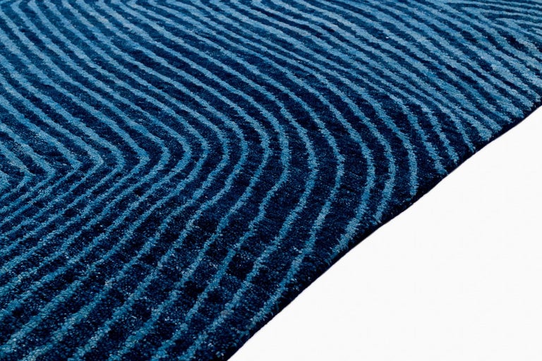Organic Modern Natural Indigo Wool Area Rug For Sale at 1stDibs