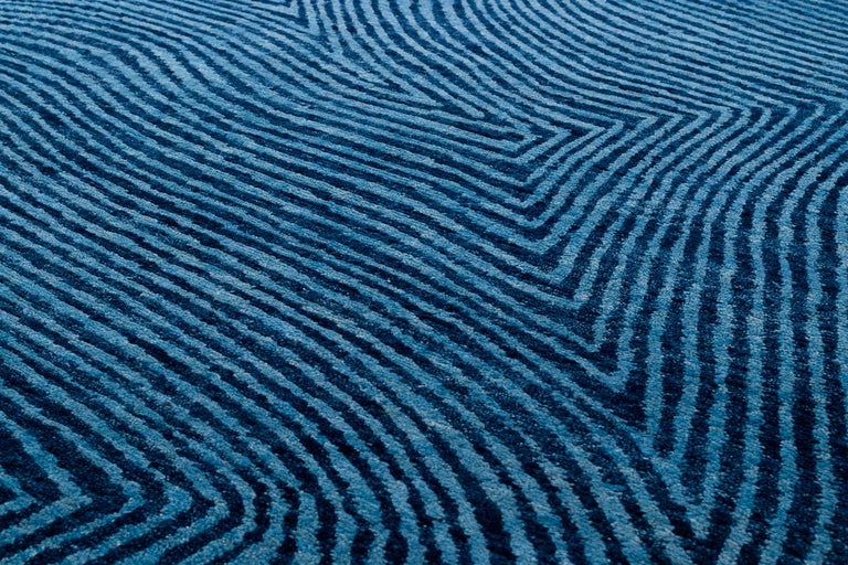 Organic Modern Natural Indigo Wool Area Rug For Sale at 1stDibs