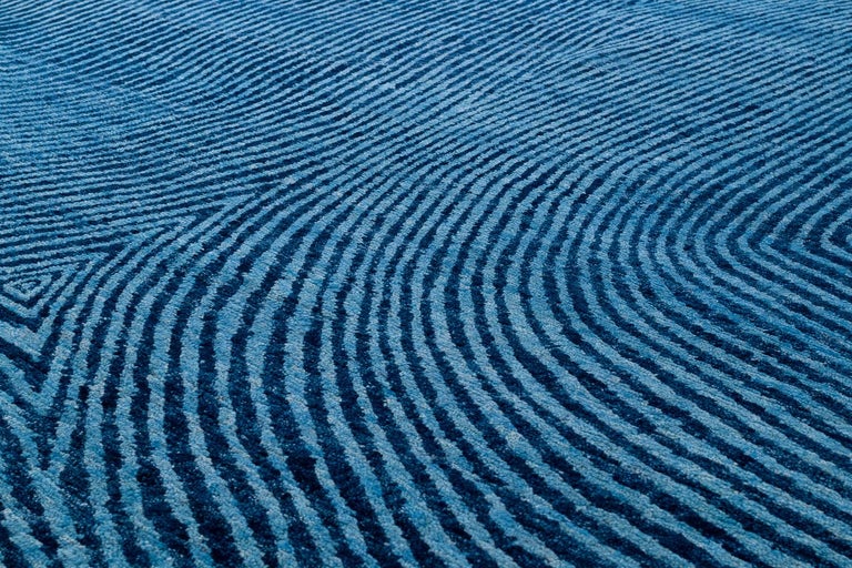 Organic Modern Natural Indigo Wool Area Rug For Sale at 1stDibs