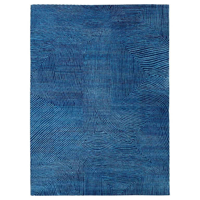 Organic Modern Natural Indigo Wool Area Rug For Sale at 1stDibs