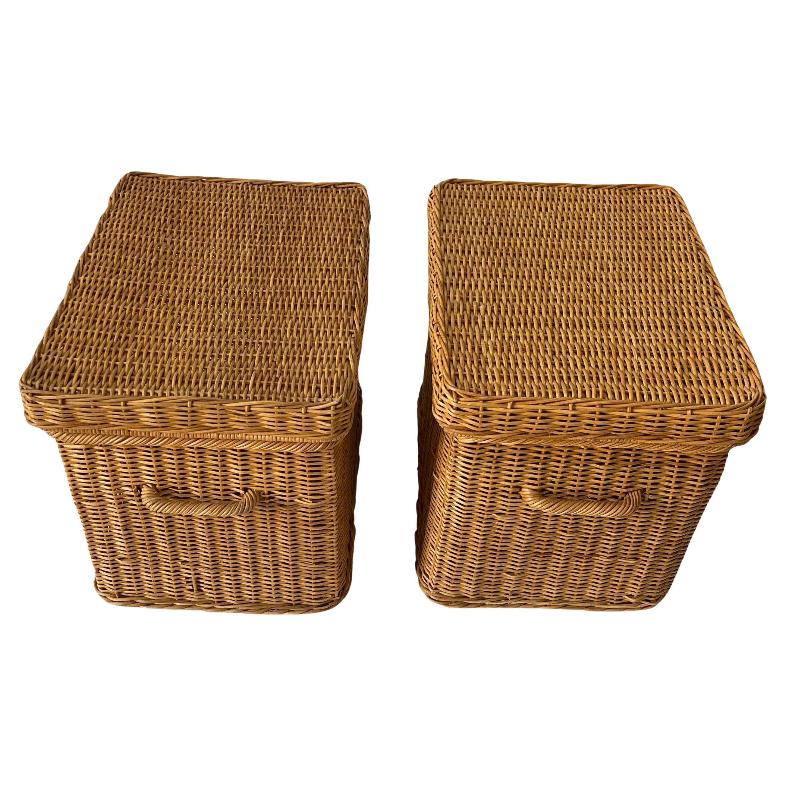 Mimbre Orgánico Moderno Pareja Cajas Baúles en venta en 1stDibs