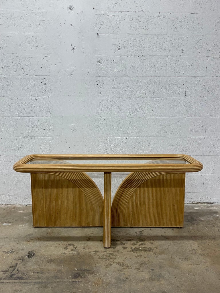 Organic Modern Pencil Reed and Glass Console Table, 1980s For Sale at ...