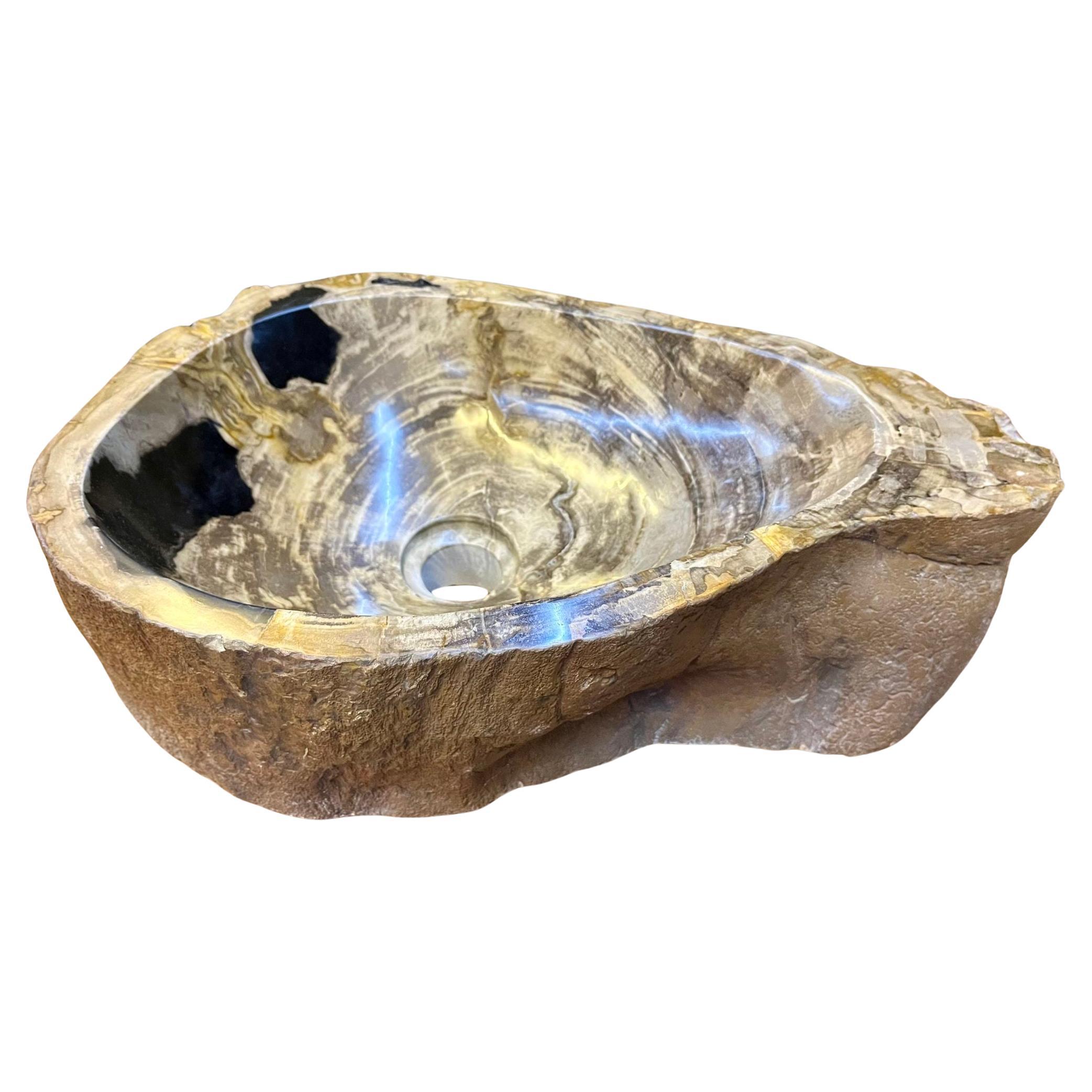 Organic Modern Petrified Wood Sink in Grey/ Brown/ Beige and Black ...